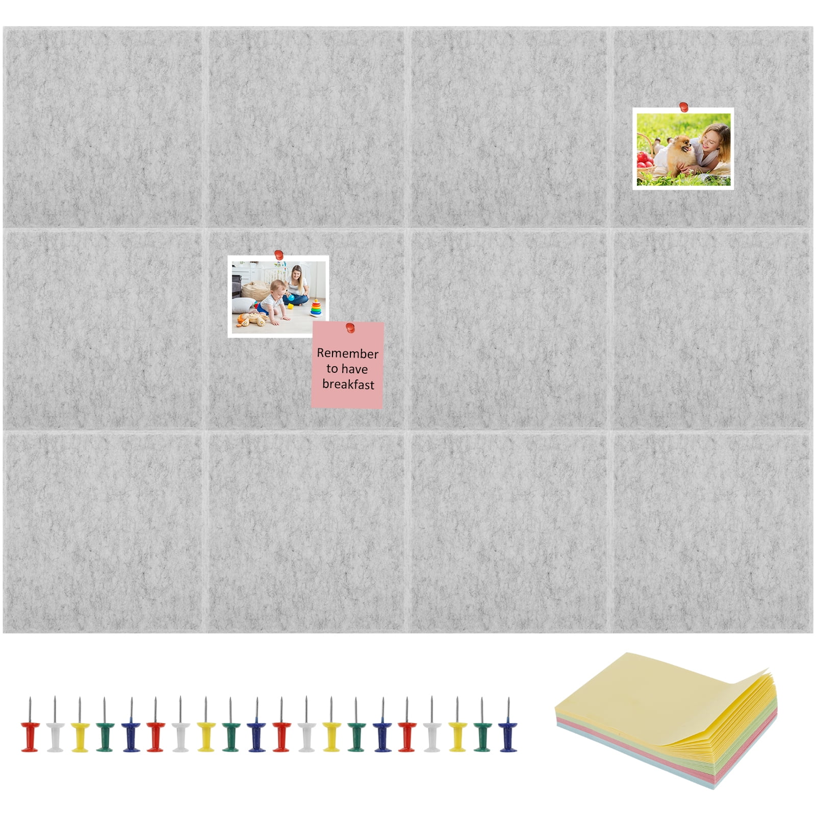 Lzvxtym Felt Notice Board,47" x 35" Non Slip Felt Bulletin Board with ...