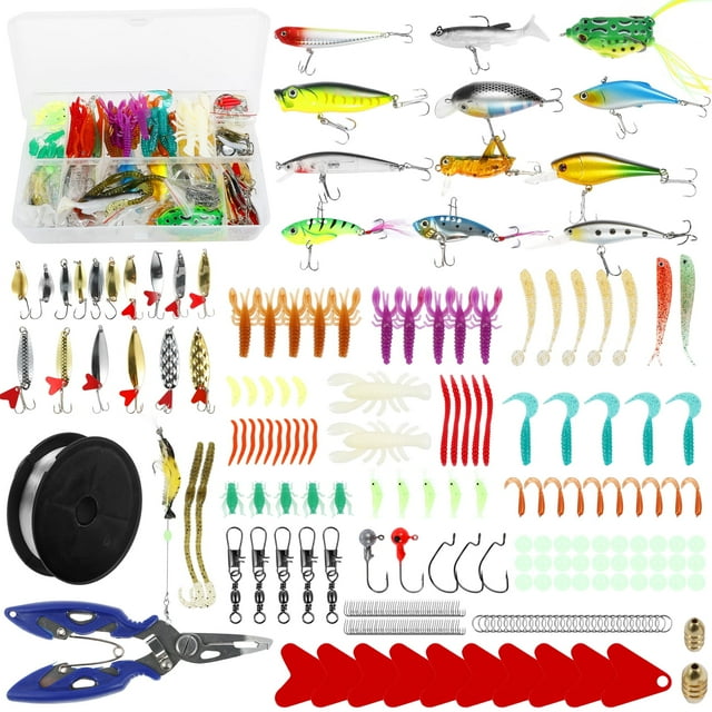 Atopoler 164Pcs Hard and Soft Baits Fishing Lure Kit, Bass Trout Fresh ...
