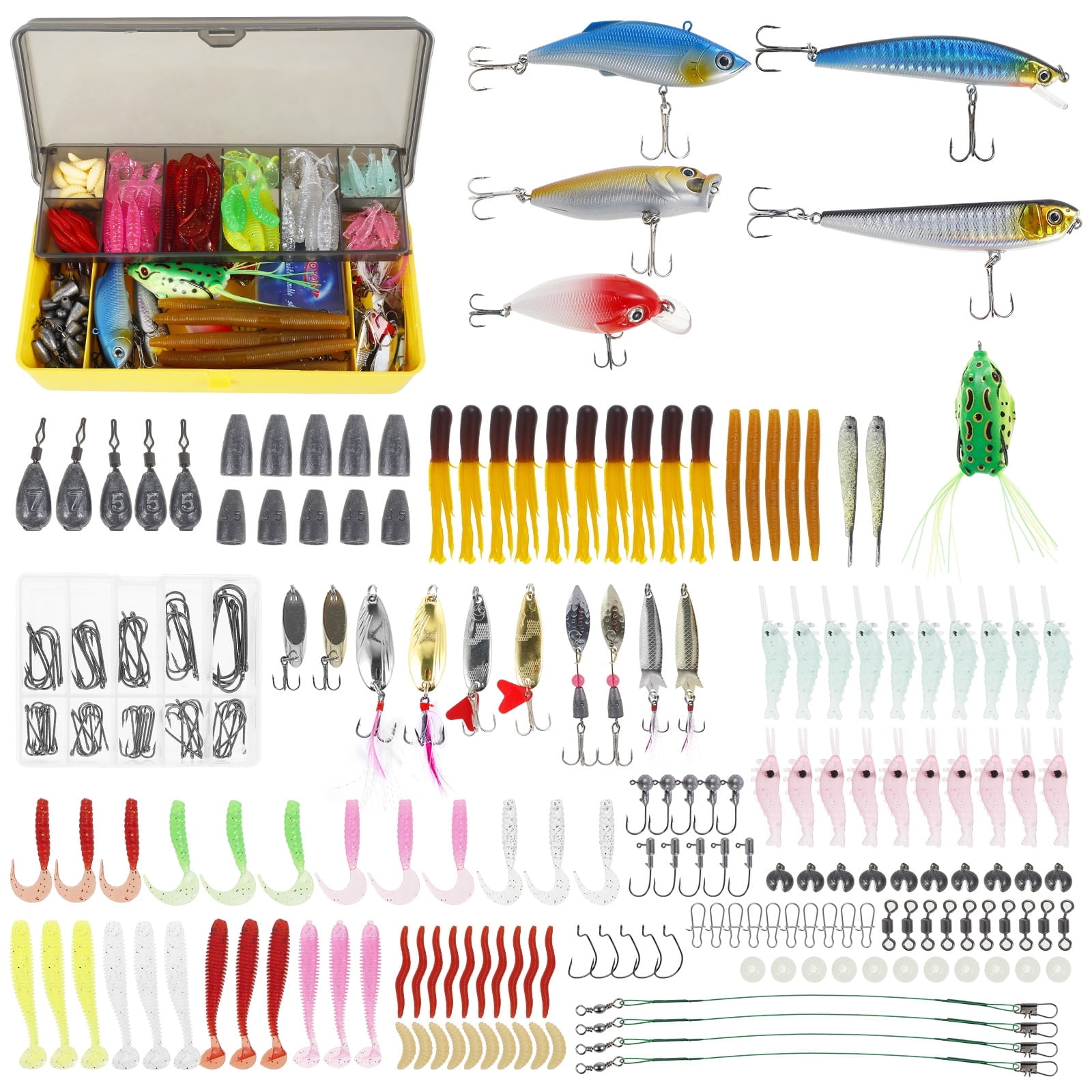 Lzvxtym Fishing Lure Kit, 302Pcs Hard Baits Set, Life-Like 3D Lures for ...