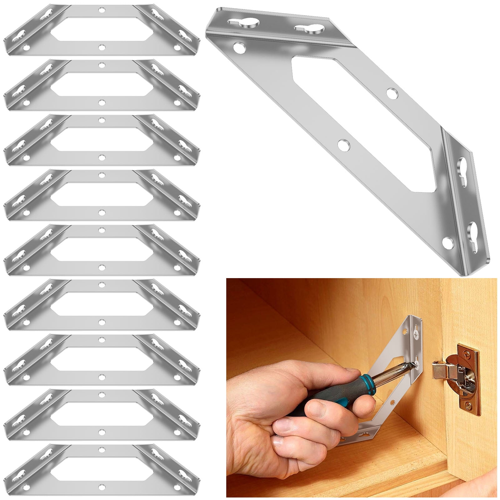 Lzvxtym Furniture Corner Connector Set Stainless Steel Trapeziform ...