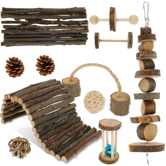 Lzvxtym Hamster Toys Set,Wood Guinea Pig Toys,Hamster Chewing Toy,Fun ...