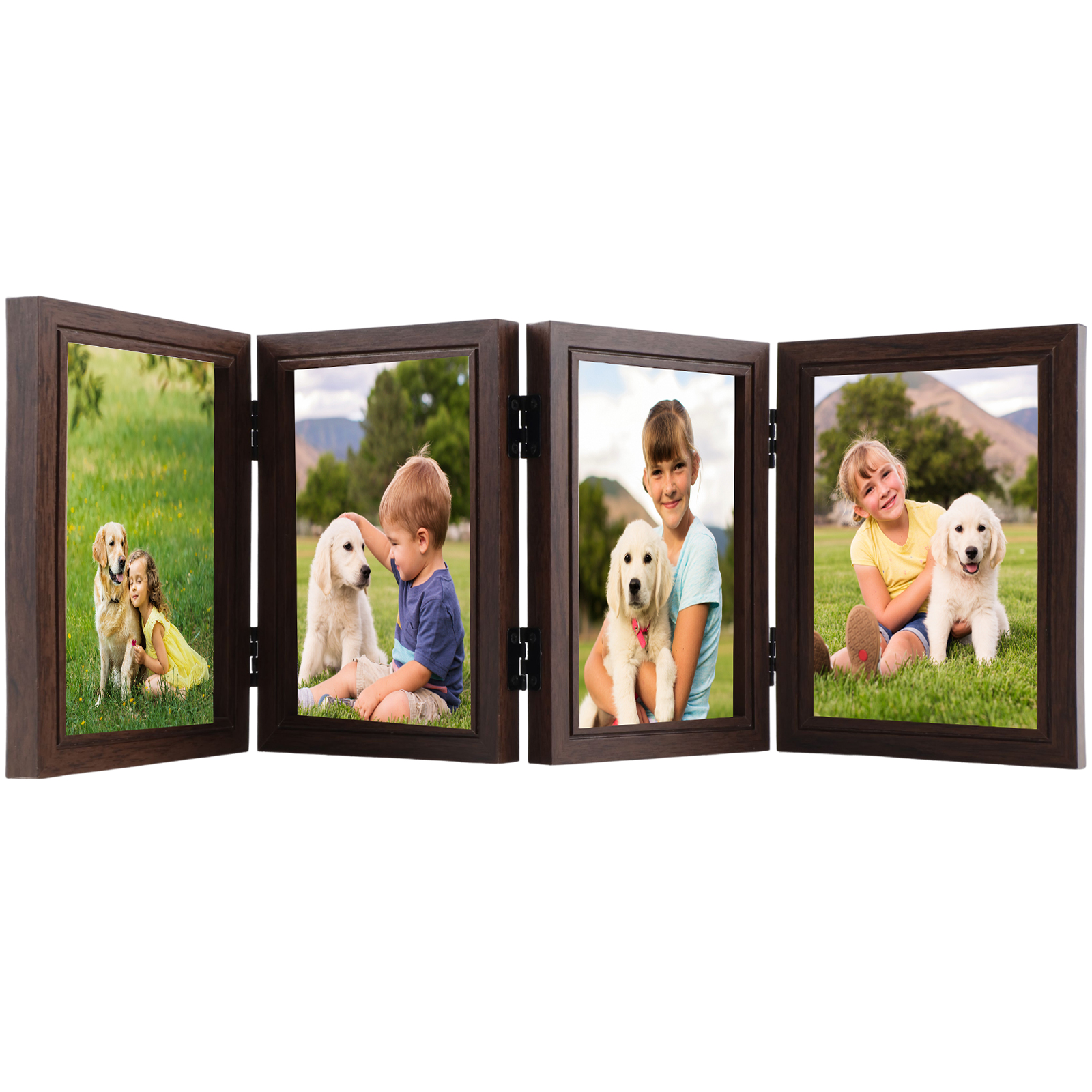 755946T Espresso Wood 4x6 Hinged Triple Picture Frame - Walmart.com