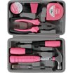 THINKWORK 122-Piece Pink Household Power Hand Tool Kit with 3.6V Rotatable Electric Screwdriver ...