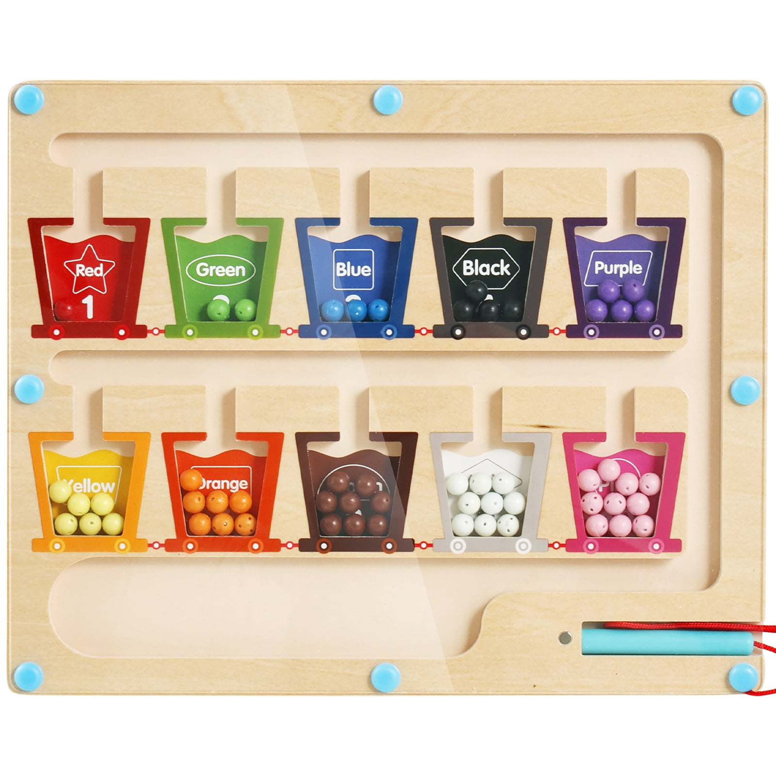 Lzvxtym Magnetic Number Maze Wooden Board Puzzles Toy Matching Counting ...