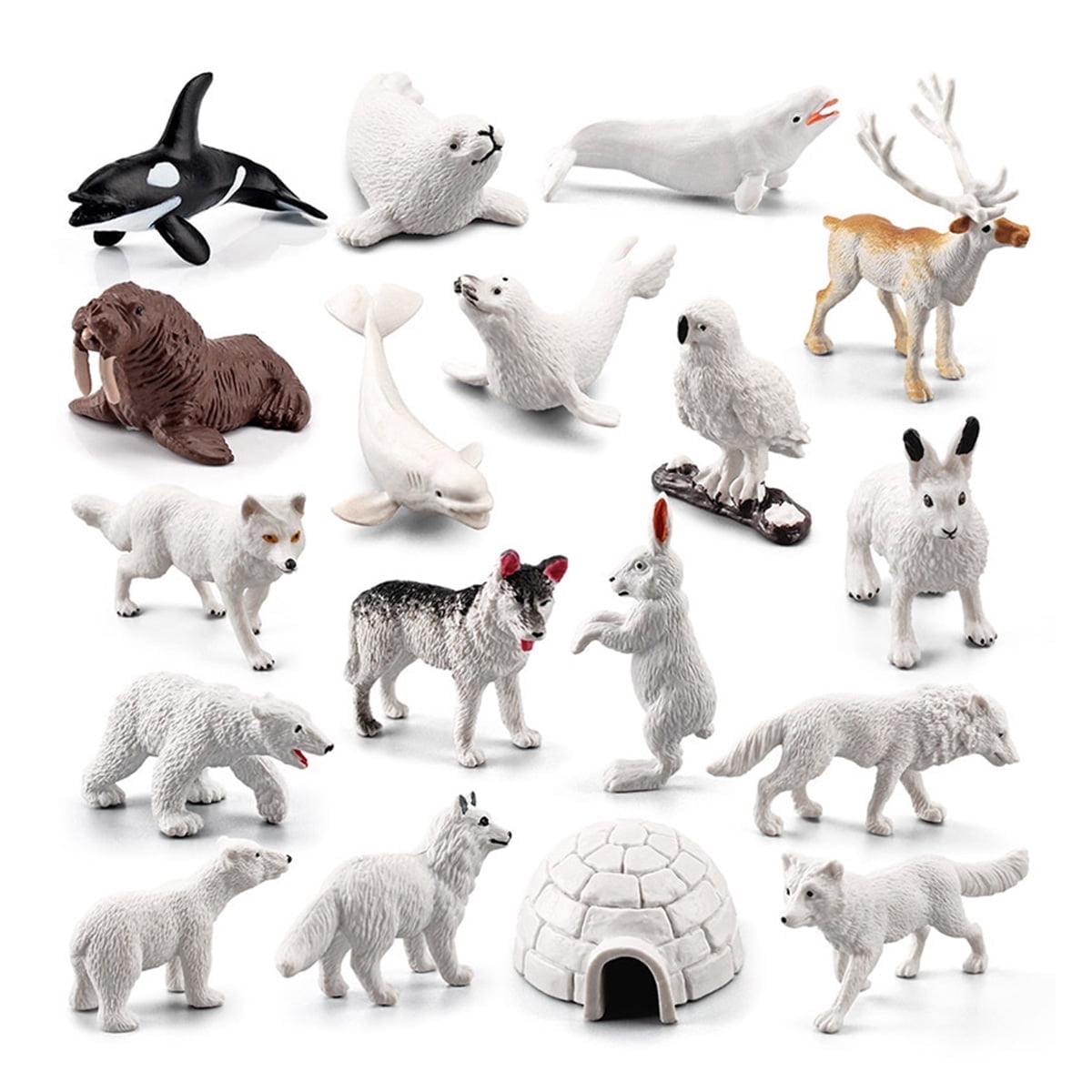 Pluokvzr 17PCS Arctic Animals Mini Toys Set: Wildlife Figurines ...