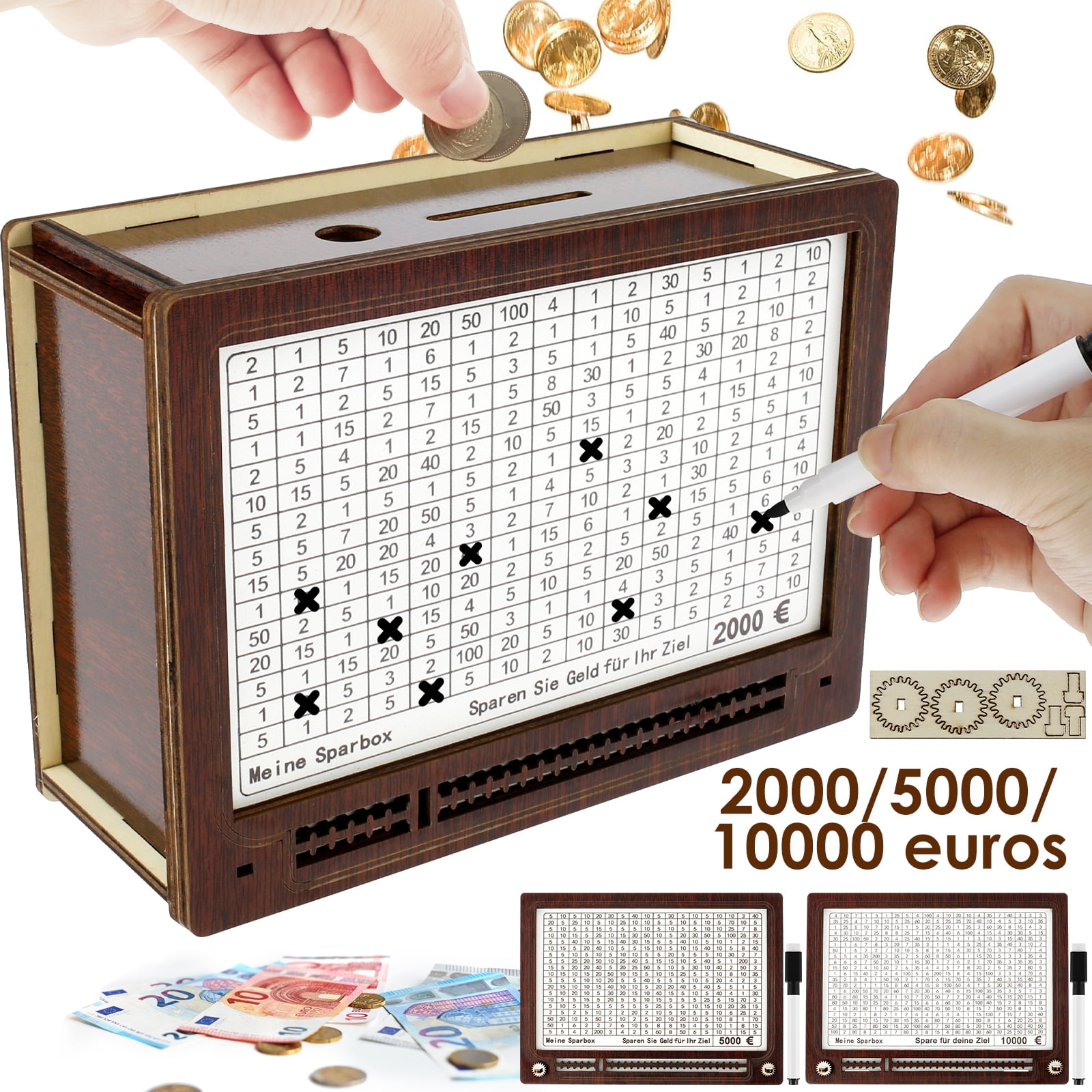 Lzvxtym Money Saving Box Piggy Bank Box Wood Money Box with Counter ...