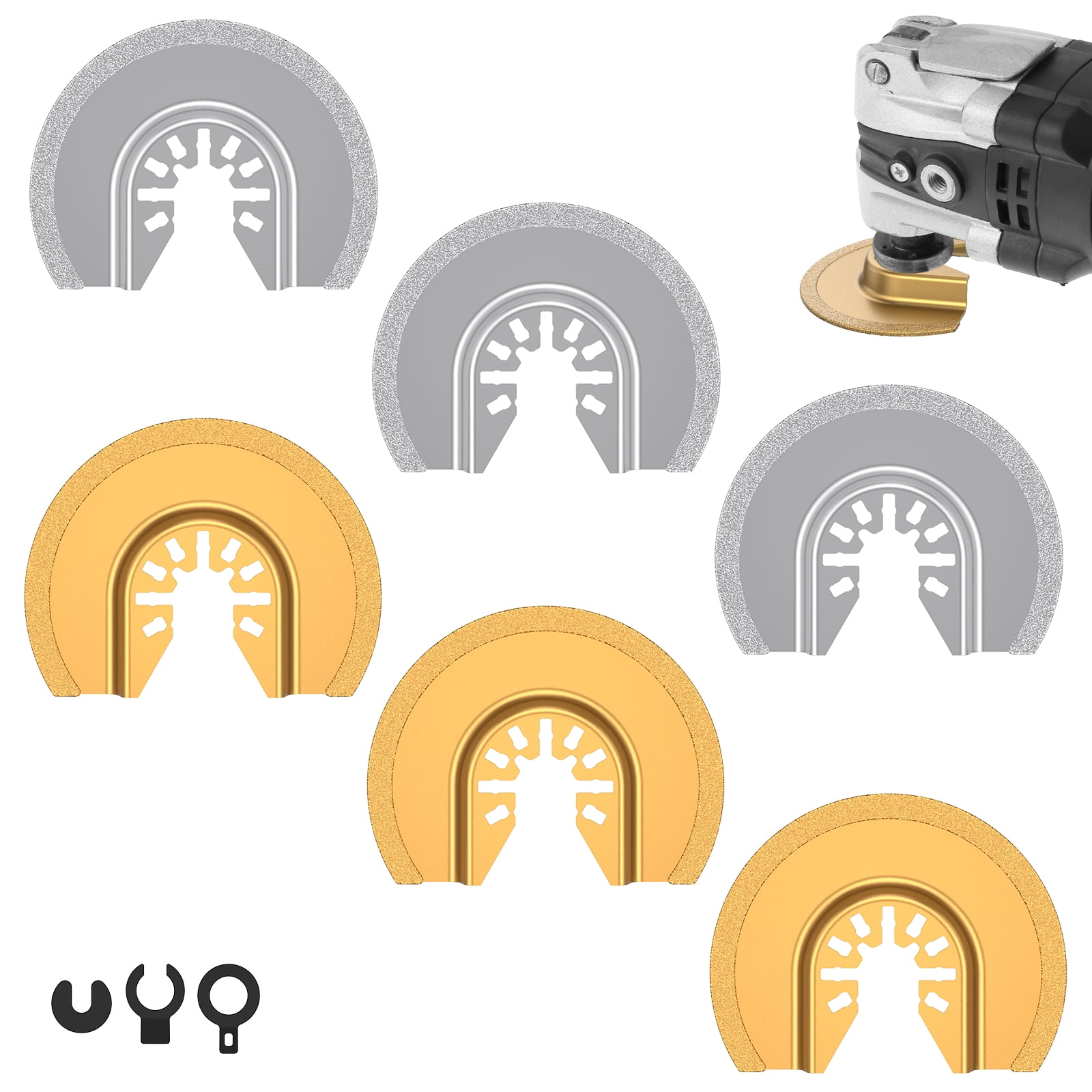 Lzvxtym Oscillating Saw Blades Set Semicircular Diamond Saw Blade Hard ...