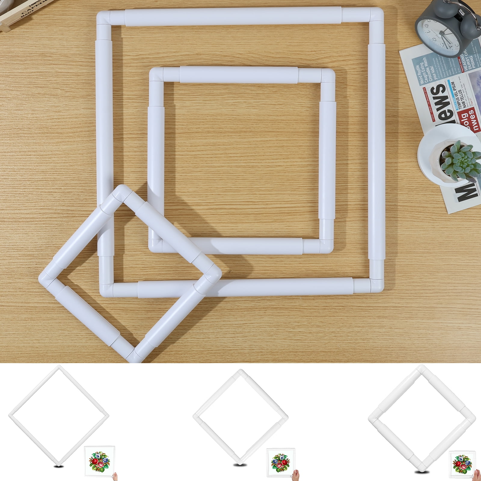 Lzvxtym Plastic Embroidery Hoop Square Embroidery Frame Reusable Cross ...