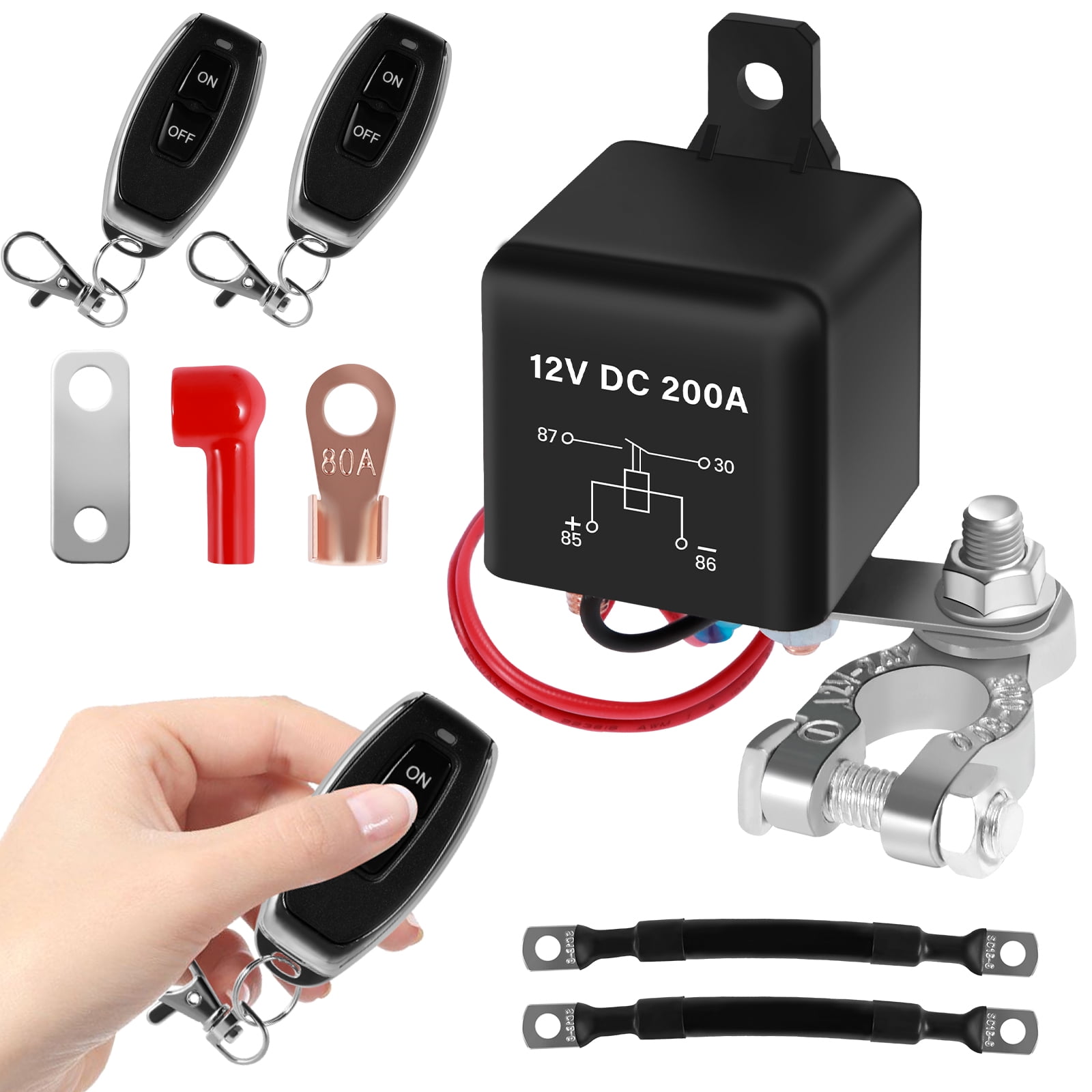 Lzvxtym Remote Battery Disconnect Switch Kit DC 12V 200A Battery Cut ...