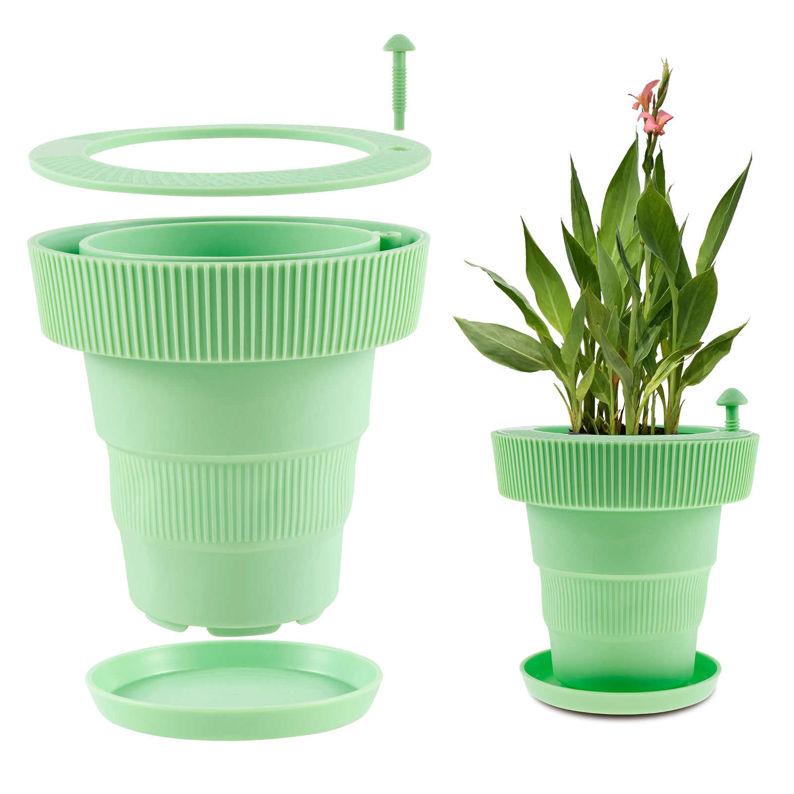 Lzvxtym Self Watering Pot Folding Self Watering Planter with Water Tank ...