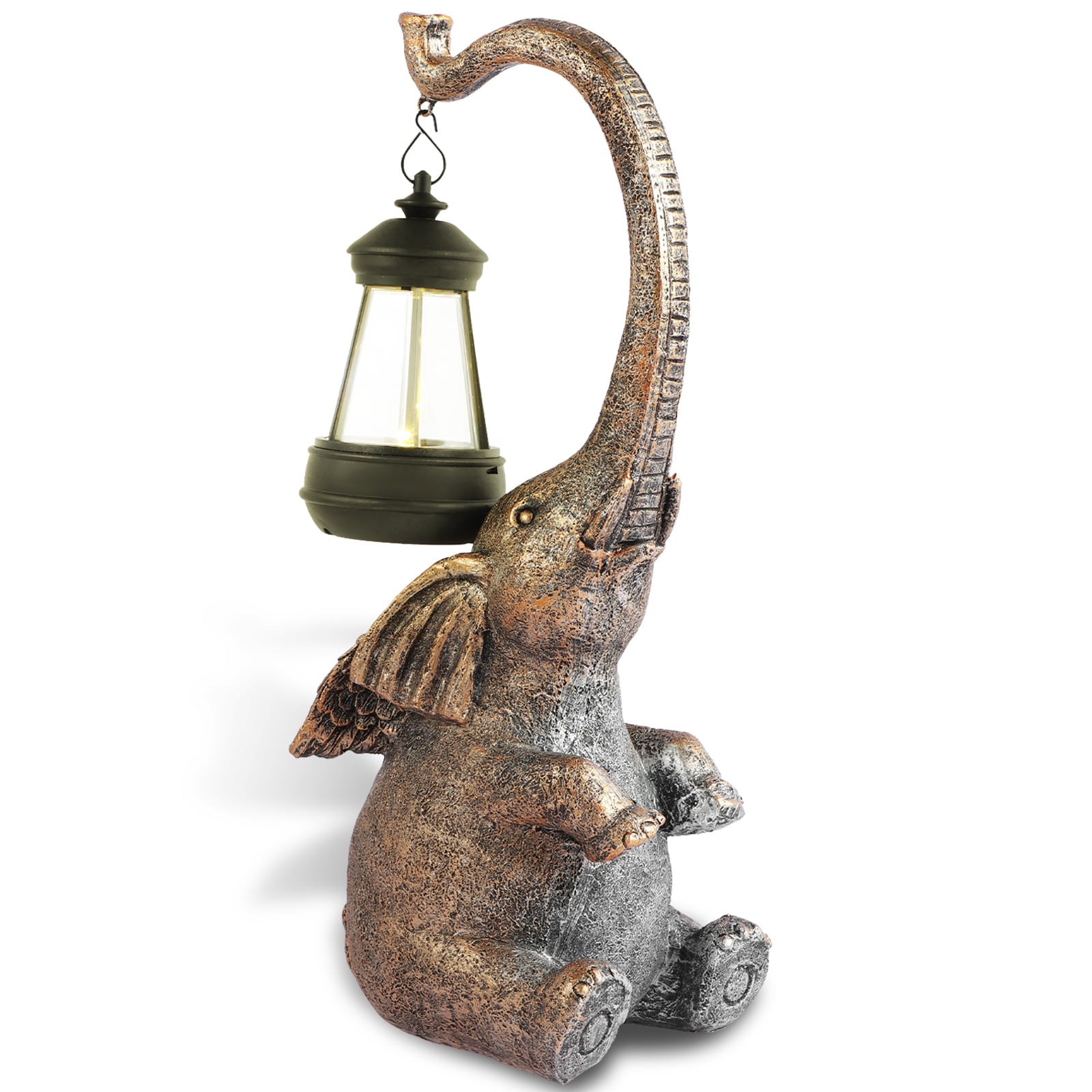 Lzvxtym Solar Statue Elephant Figurine Resin Elephant Statue Solar ...