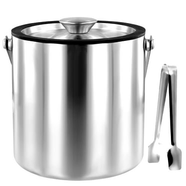 3.2L/3.4QT Stainless Steel Ice Bucket with Lid & Scoop, Elegant Double ...