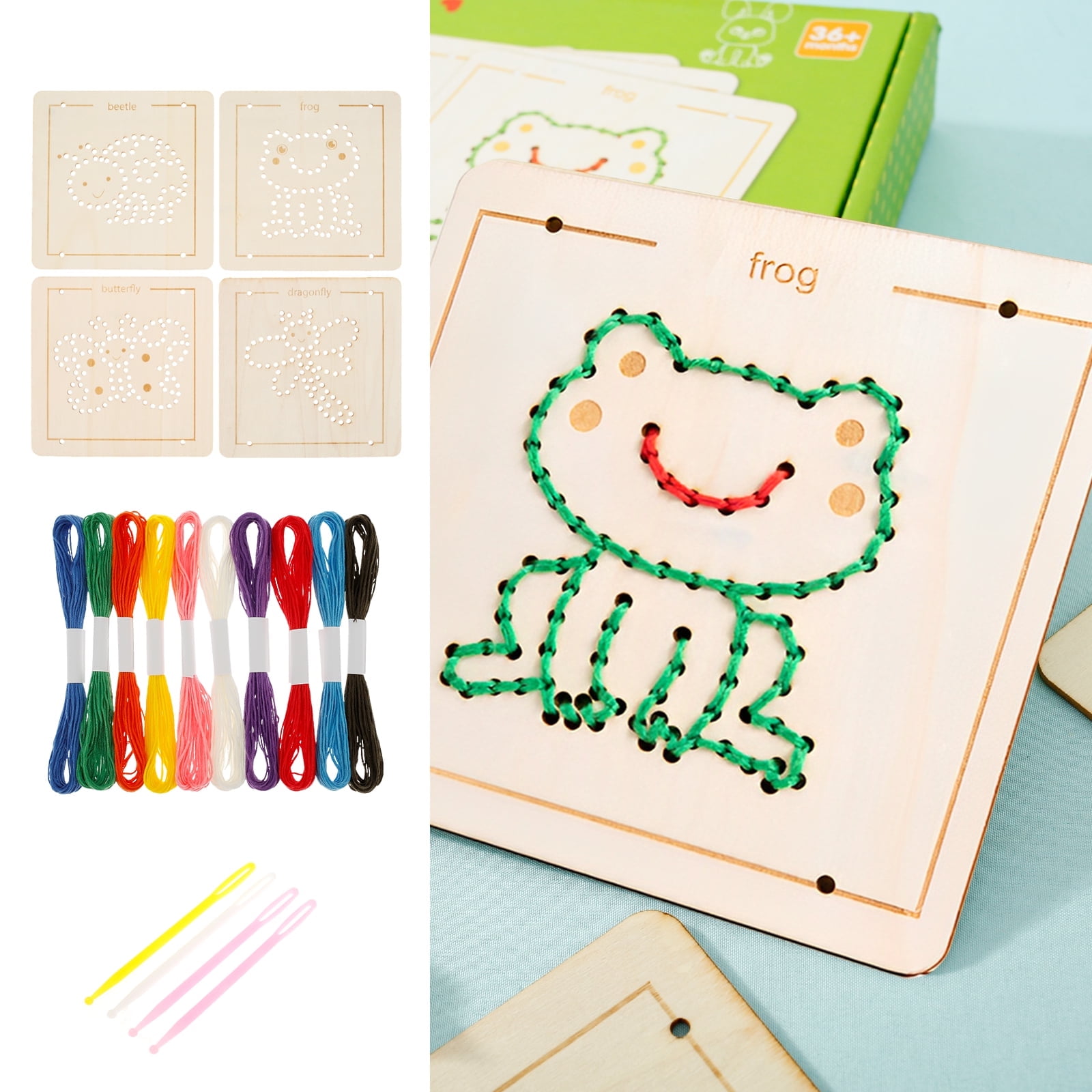 Lzvxtym Wooden Lacing Toy Set Funny Wooden Threading Toy Kit ...