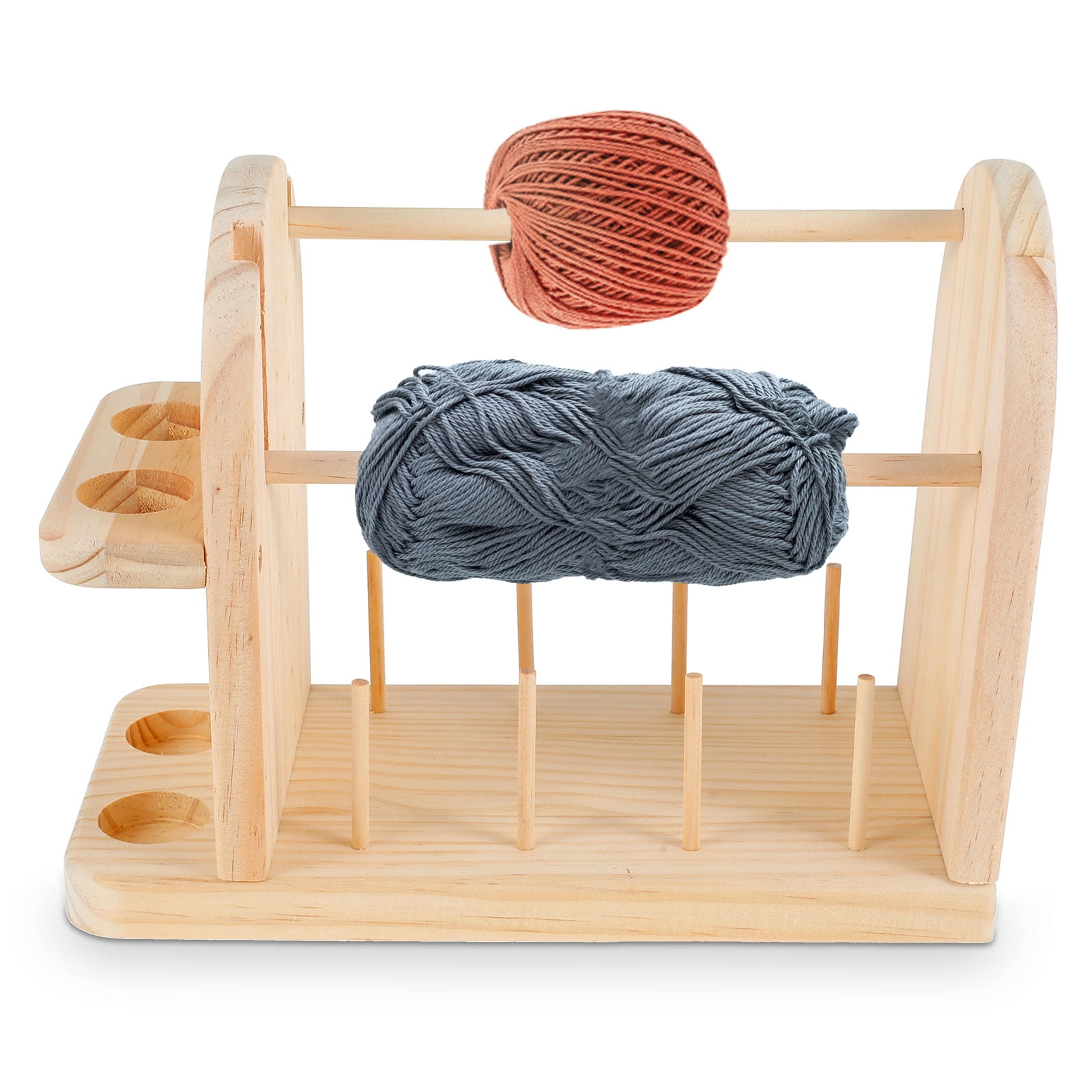 Lzvxtym Wooden Yarn Holder for Crocheting Double Layer Yarn Rack Stand ...