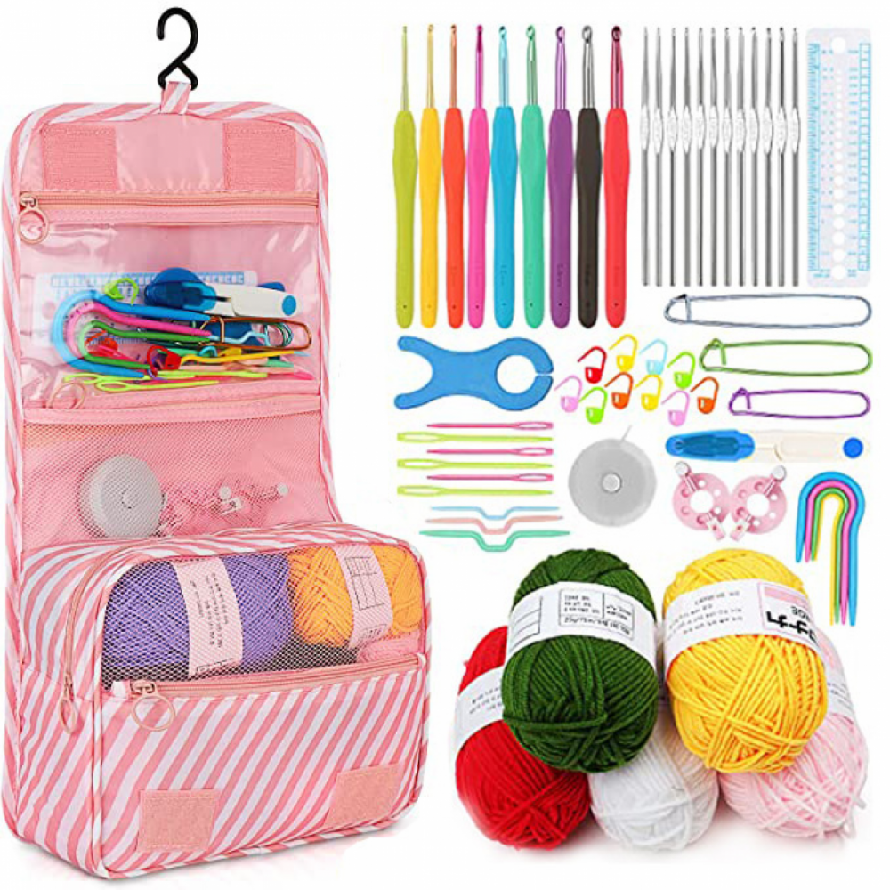Lzyawe Crochet Kit for Beginners Adults, 59pcs Starters Knitting Kit Include Crochet Yarn ...