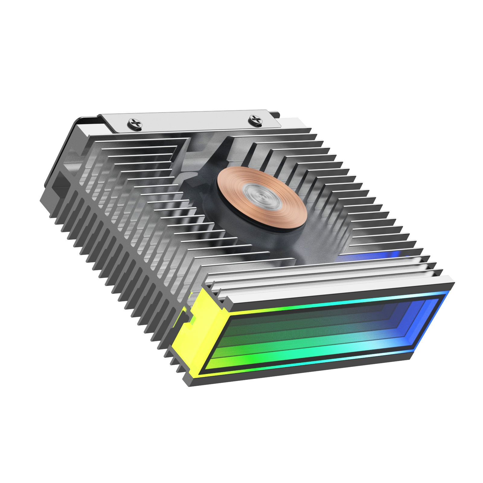 M.2 2280 ARGB Hard Drive Heatsink PWM Dual Fan Solid State Drive ...