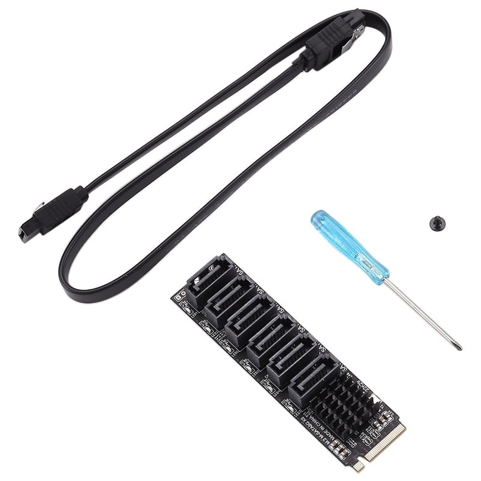 M.2 MKEY PCI-E Riser Card NVME to SATA3.0 PCIE 6Gpbsx6-Port Expansion ...