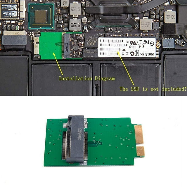 M.2 NGFF SSD Card 12 + 6 Pin Adapter Board for MacBook Air 2010 2011 ...