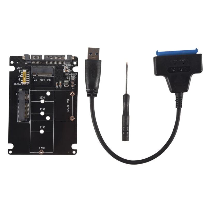 M.2 NGFF or MSATA to SATA 3.0 Adapter USB 3.0 to 2.5 SATA Hard Disk 2 in 1 Converter Reader Card ...