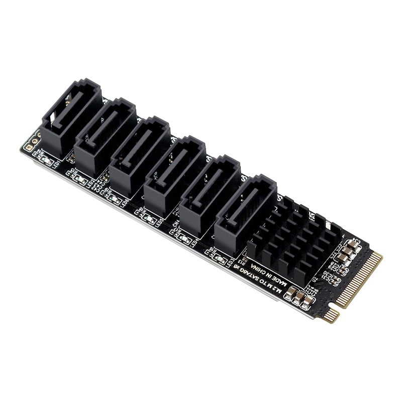 M.2 NVME PCI-E PCIE X4 X8 X16 to 6 Port 3.0 SATA Adapter Card Riser III ...