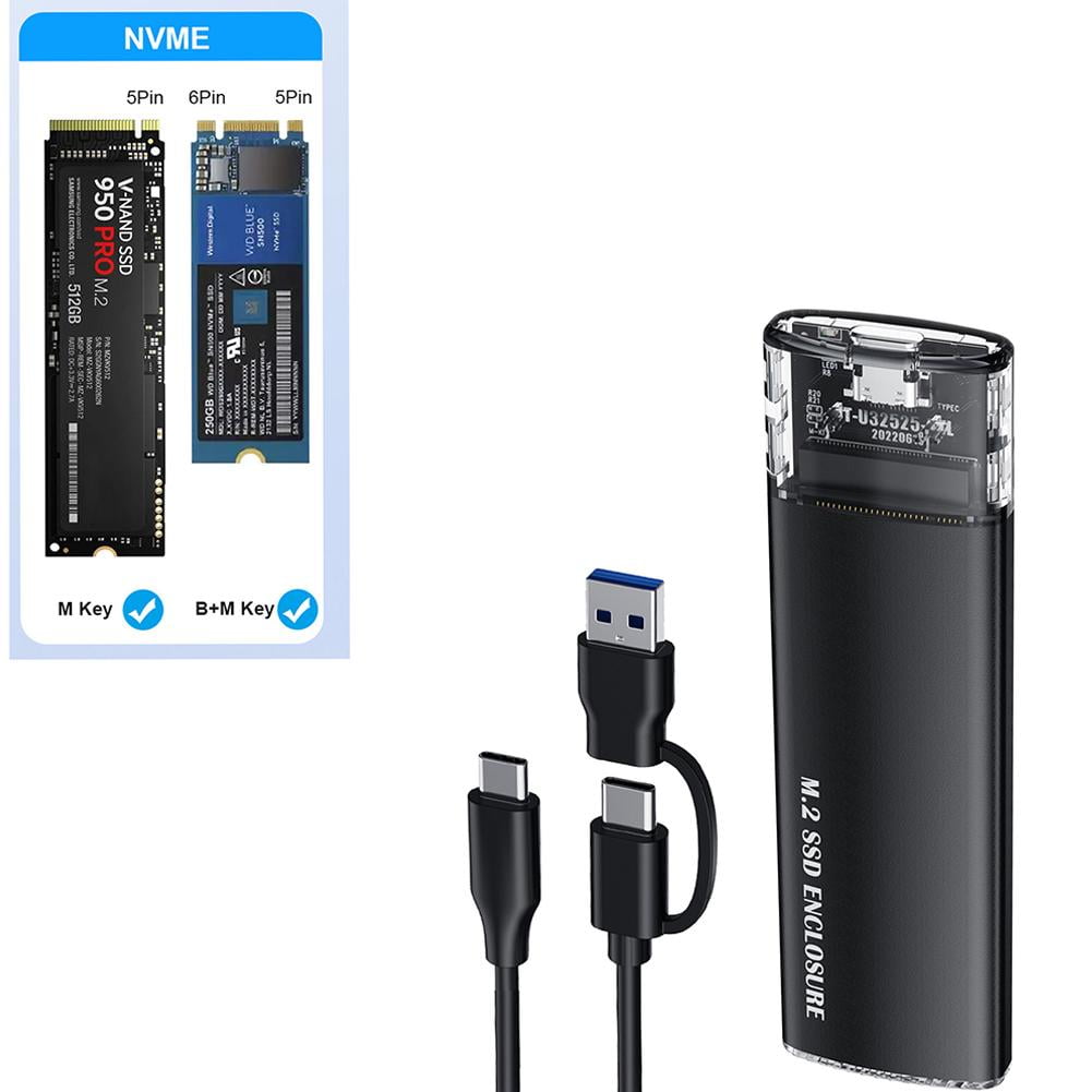M.2 NVME PCIe NGFF SATA Case Clear External Enclosure Disk W2 New Box ...
