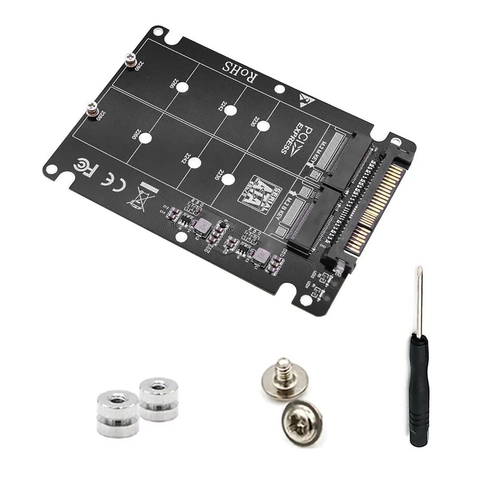 M.2 NVME & SATA to U.2 Adapter 2 in 1 Card, Supports 2280/2260/2242 ...