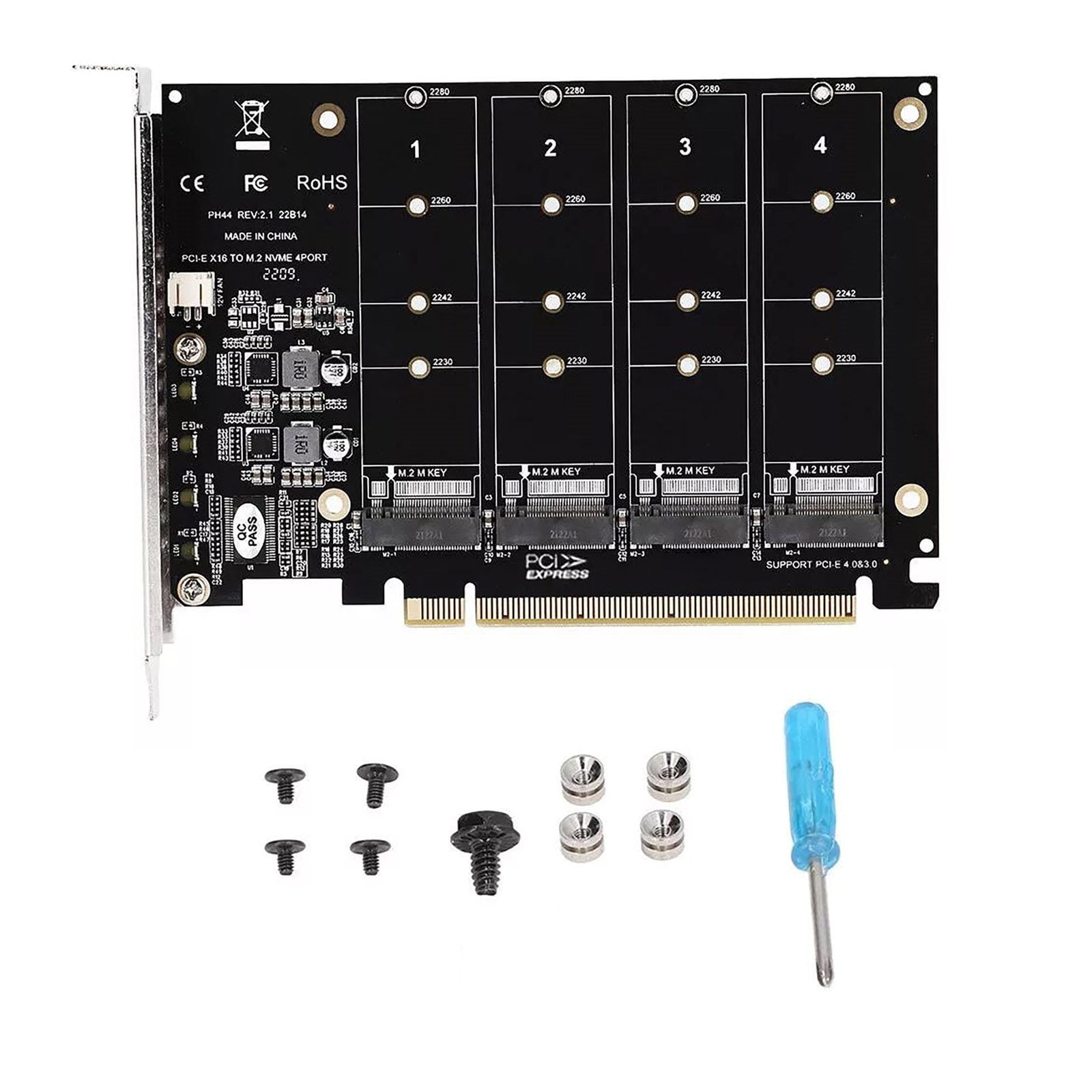 M.2 NVME SSD to PCIE X16 Adapter High Performance, 4x32Gbps Full Speed ...