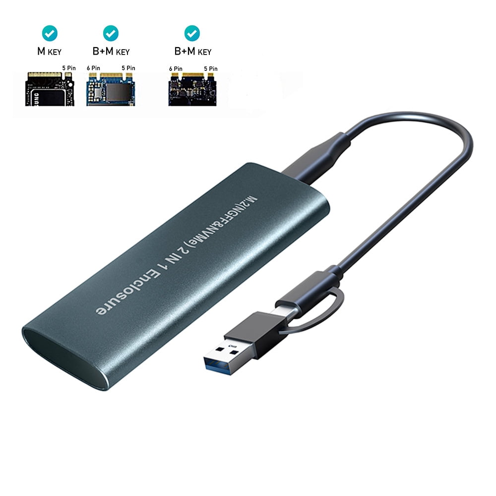 M.2 NVME SSD to USB 3.1 Case 10Gbps Dual Protocol M2 NVMe Box PCIe NGFF SATA M2 NVMe Enclosure ...