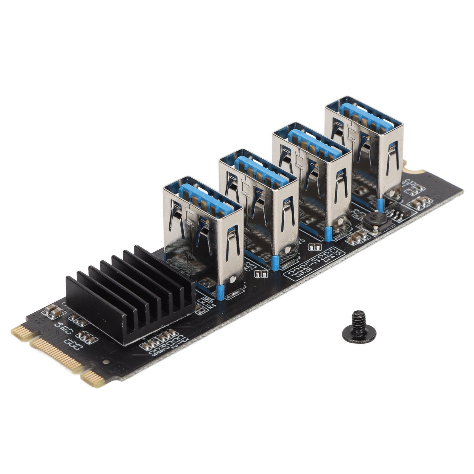 M.2 NVME to PCIE 1X Riser Card M.2 NVME to 4 Ports PCIE 1X USB 3.0 Heat ...