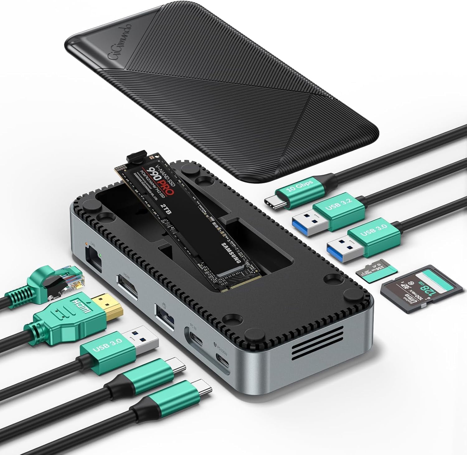 M.2 NVMe Docking Station - 10Gbps USB-C Hub NVMe, PD100W, HDMI 4K 60Hz ...