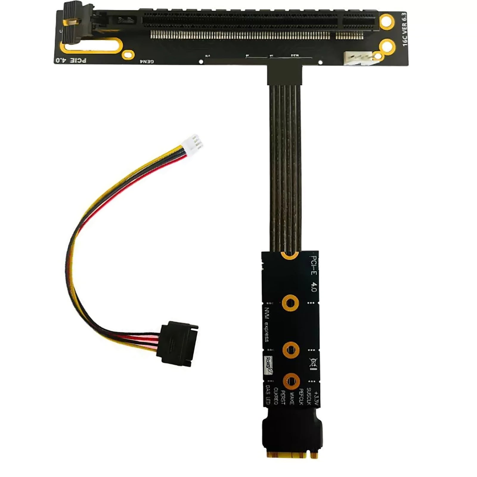 M.2 NVMe PCIe 4.0 x4 Adapter Cable Dual-Row Wiring, Gold-Plated ...