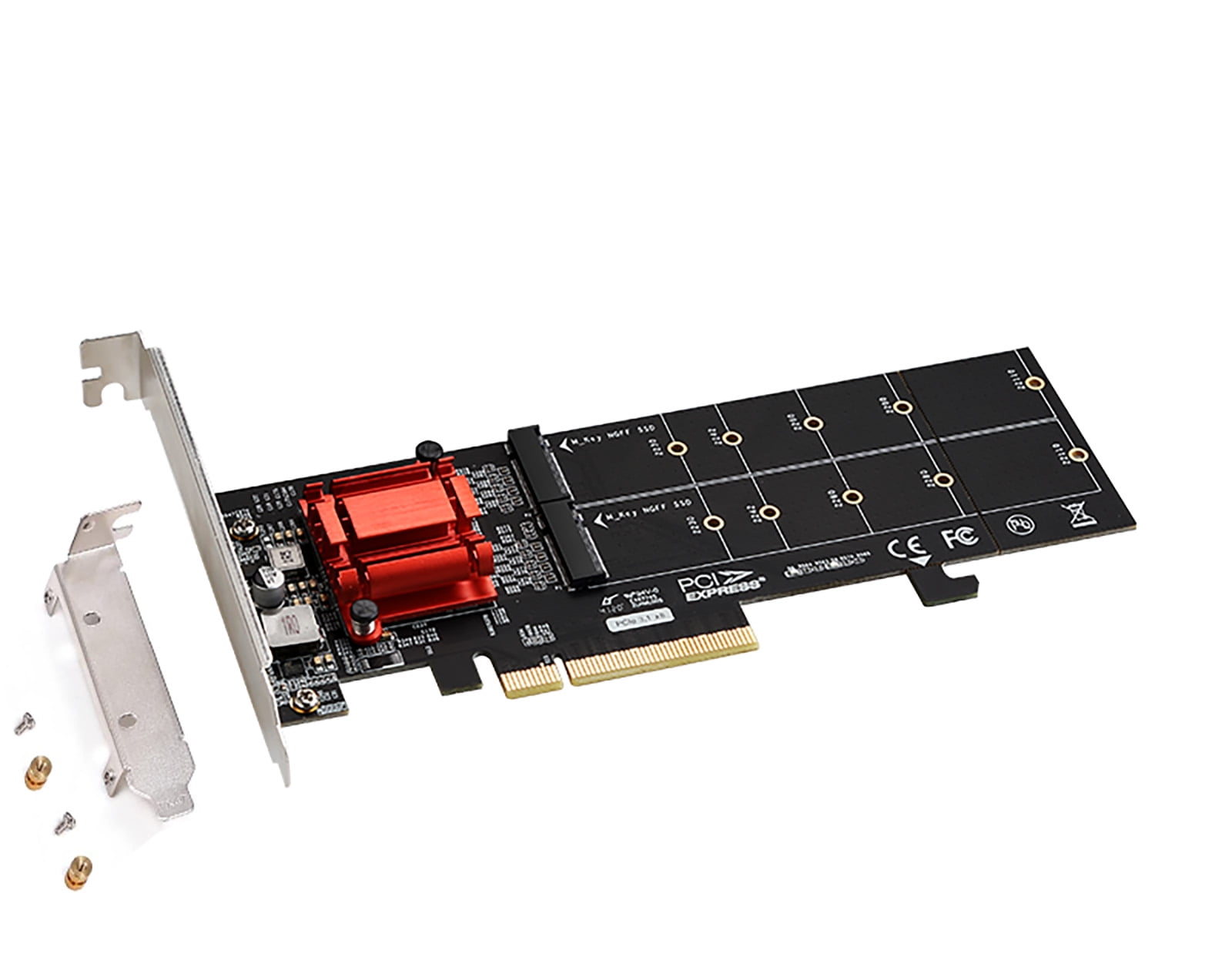 M.2 NVMe PCIe Adapter, M.2 NVMe NGFF SSD to PCI-e 3.1 Gen3 X8 X16 Card ...