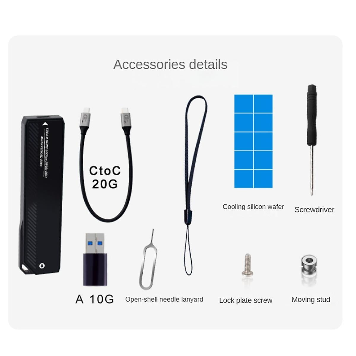 M.2 Nvme Ssd Enclosure 20gbps Usb 3.0 Type C Pcie External Case Usb3 M2 ...