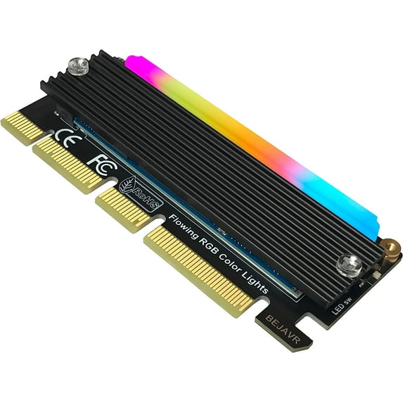 M.2 PCIe NVMe Adapter SSD Expansion Card with RGB Light Bar and ...