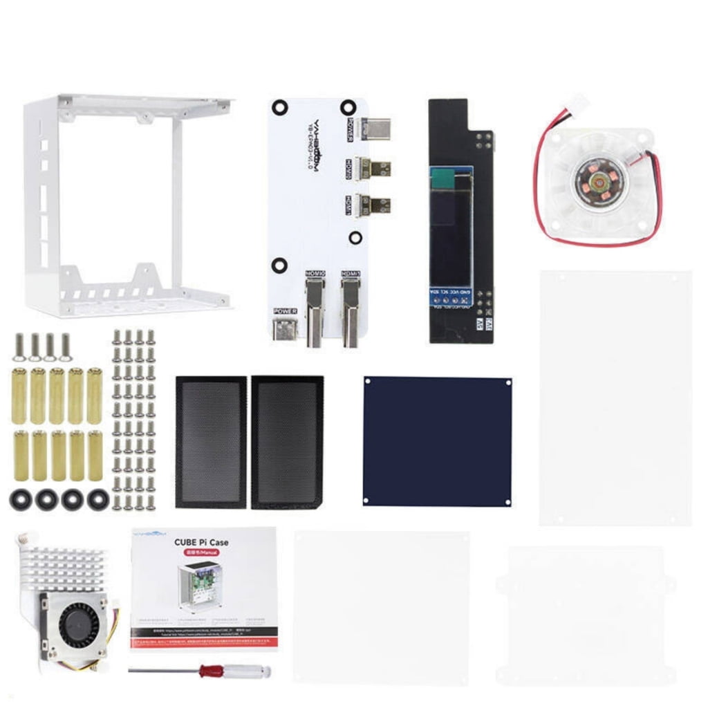 M.2 SSDs PCIe Mini PC Case for 5 with Two RGBs Fan and OLEDs Display ...