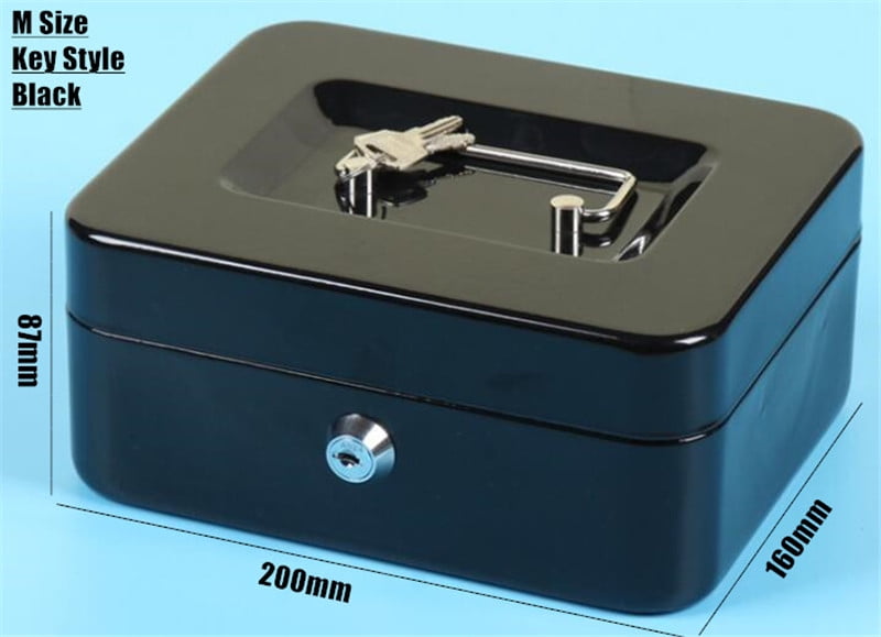 M:20x16cm Metal Mini Safe Box Hidden Secret Safe Key Lock Money Coin ...