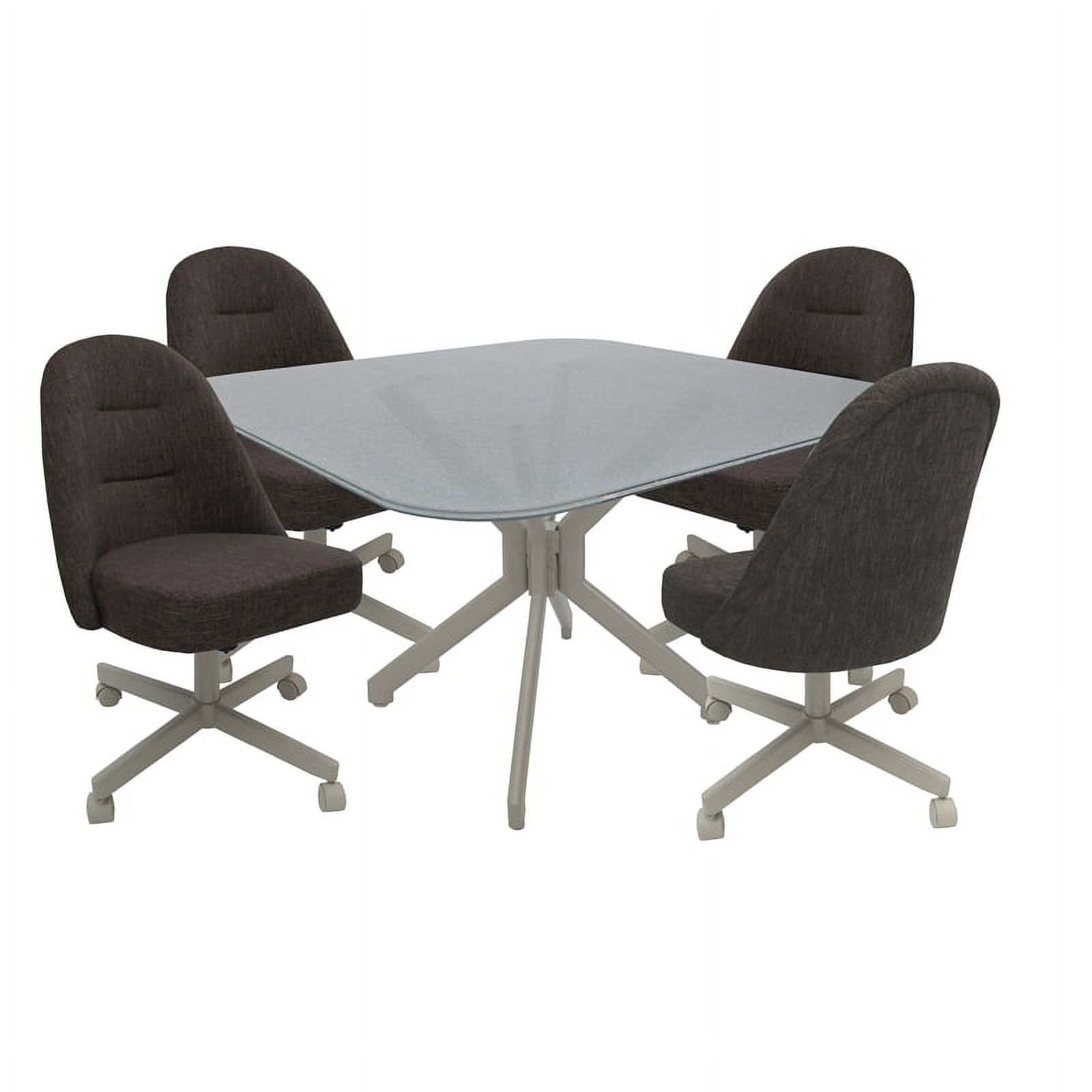 M-235 Dinette Swivel Metal Caster Chairs - Crackle Glass - Sanora Brown ...
