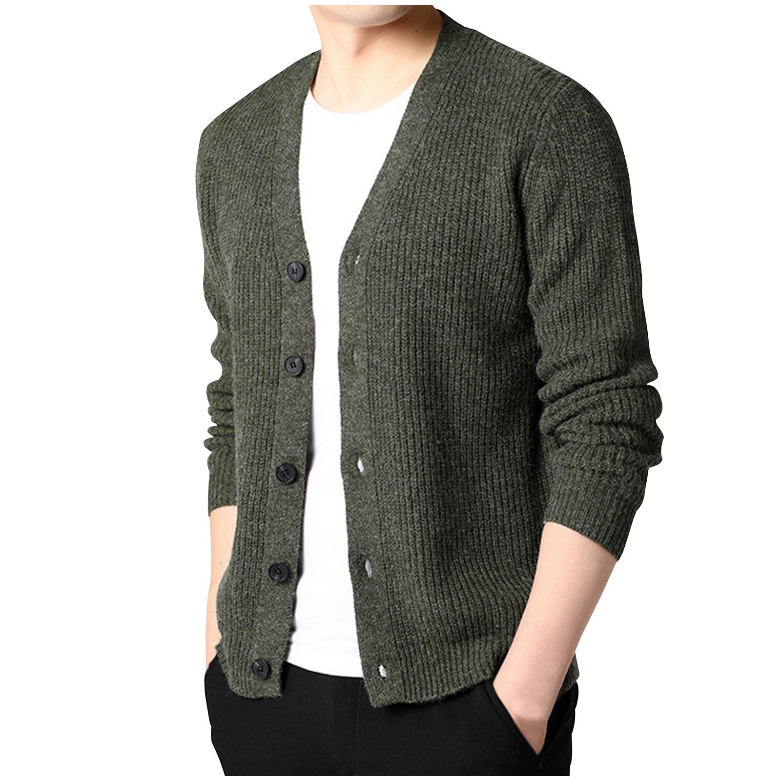 M-4X Plus Size Cardigan Sweaters for Men Big & Tall Long Sleeve Button ...