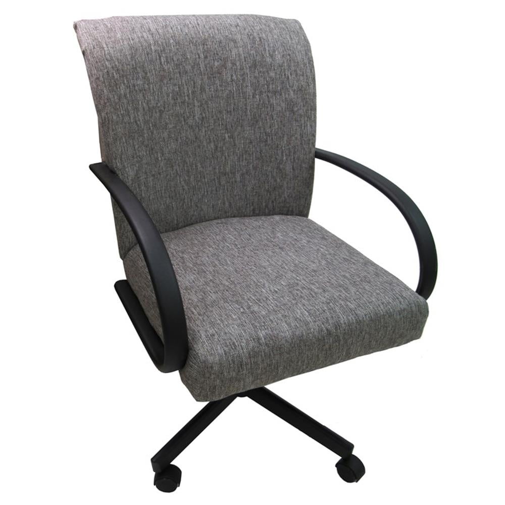 M-60 Swivel Dining Caster Chair on Wheels - Mojave Gray Fabric on Black ...