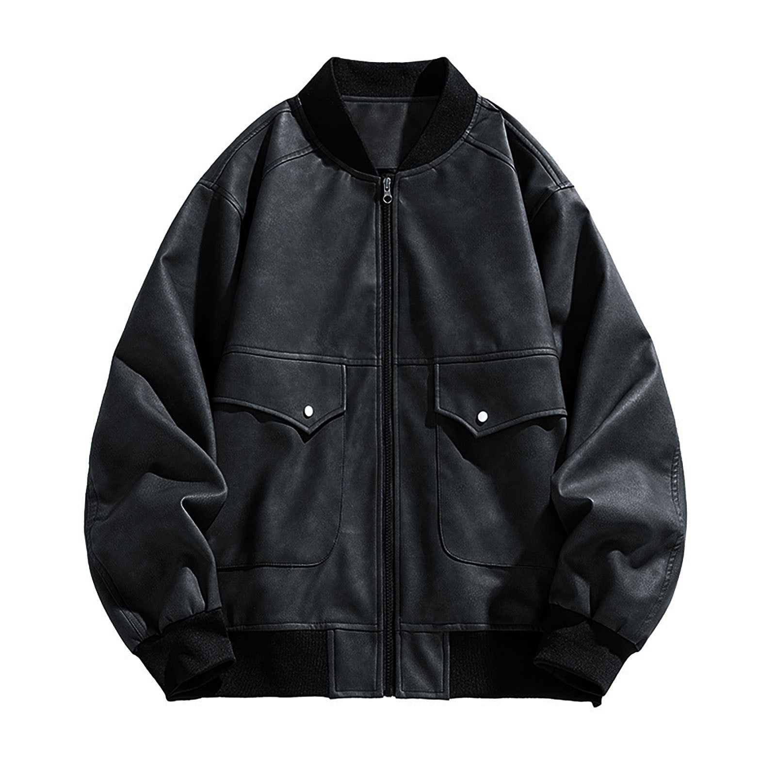 M-6X Big & Tall Leather Jackets for Men Plus Size Long Sleeve Coats ...