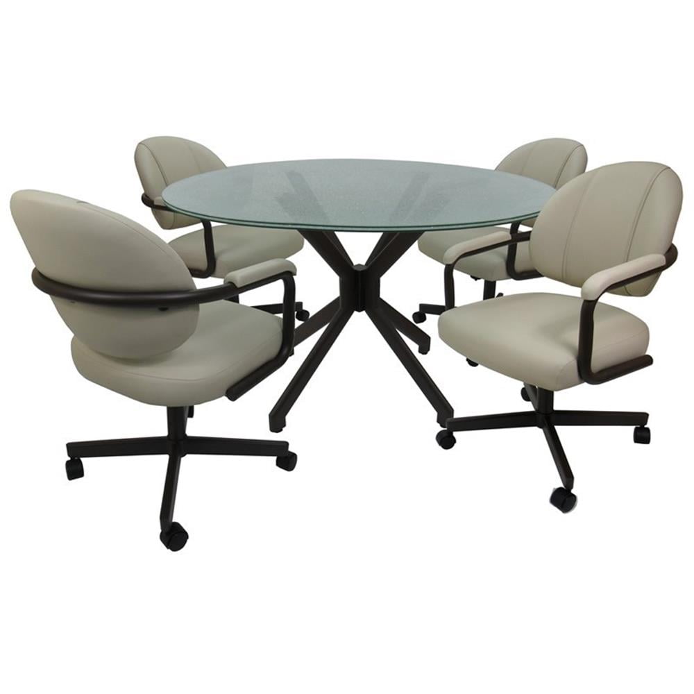 M-70 Dinette Swivel Metal Caster Chairs - Crackle Glass Ocean Beige ...