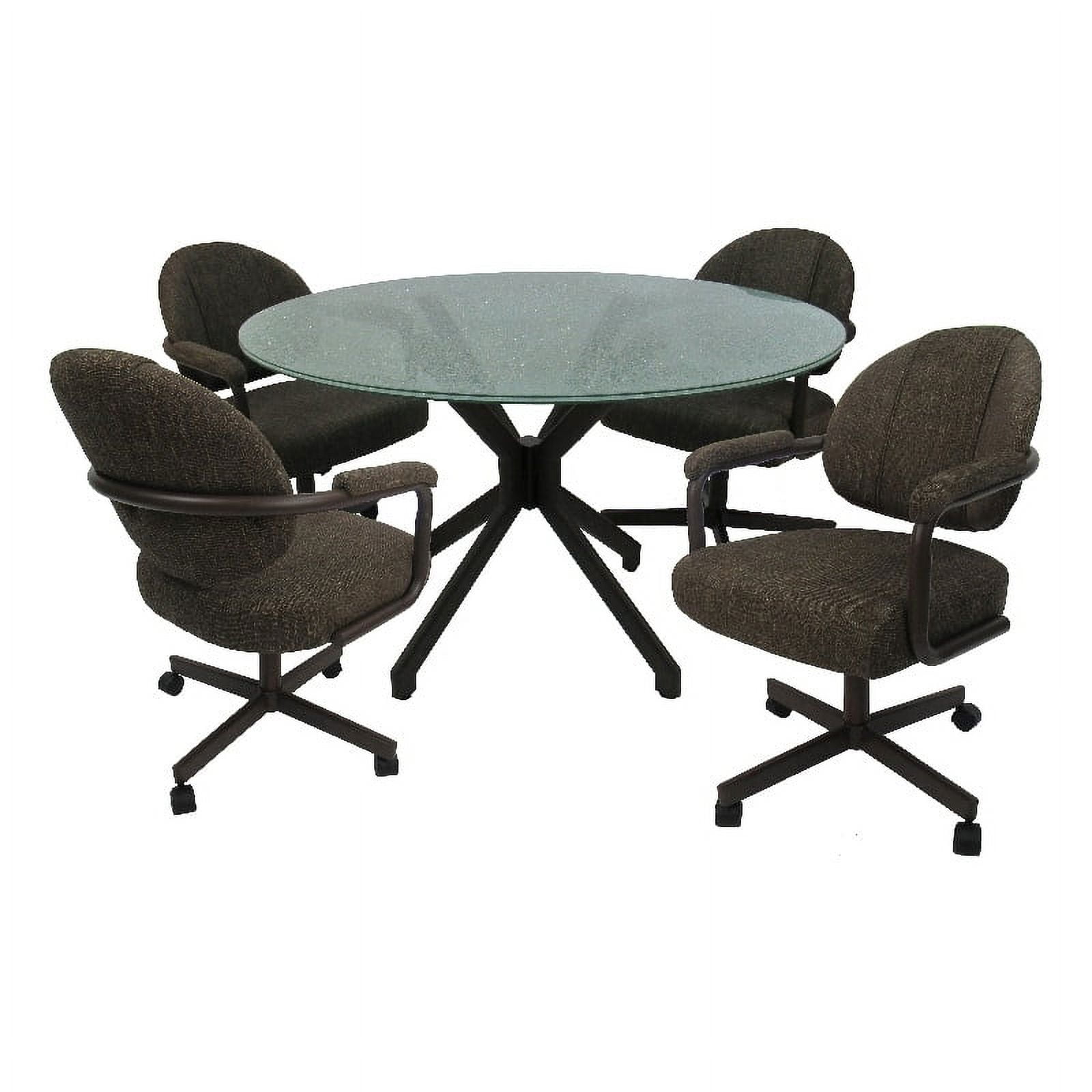 M-70 Dinette Swivel Metal Caster Chairs - Crackle Glass - Sanora Brown ...