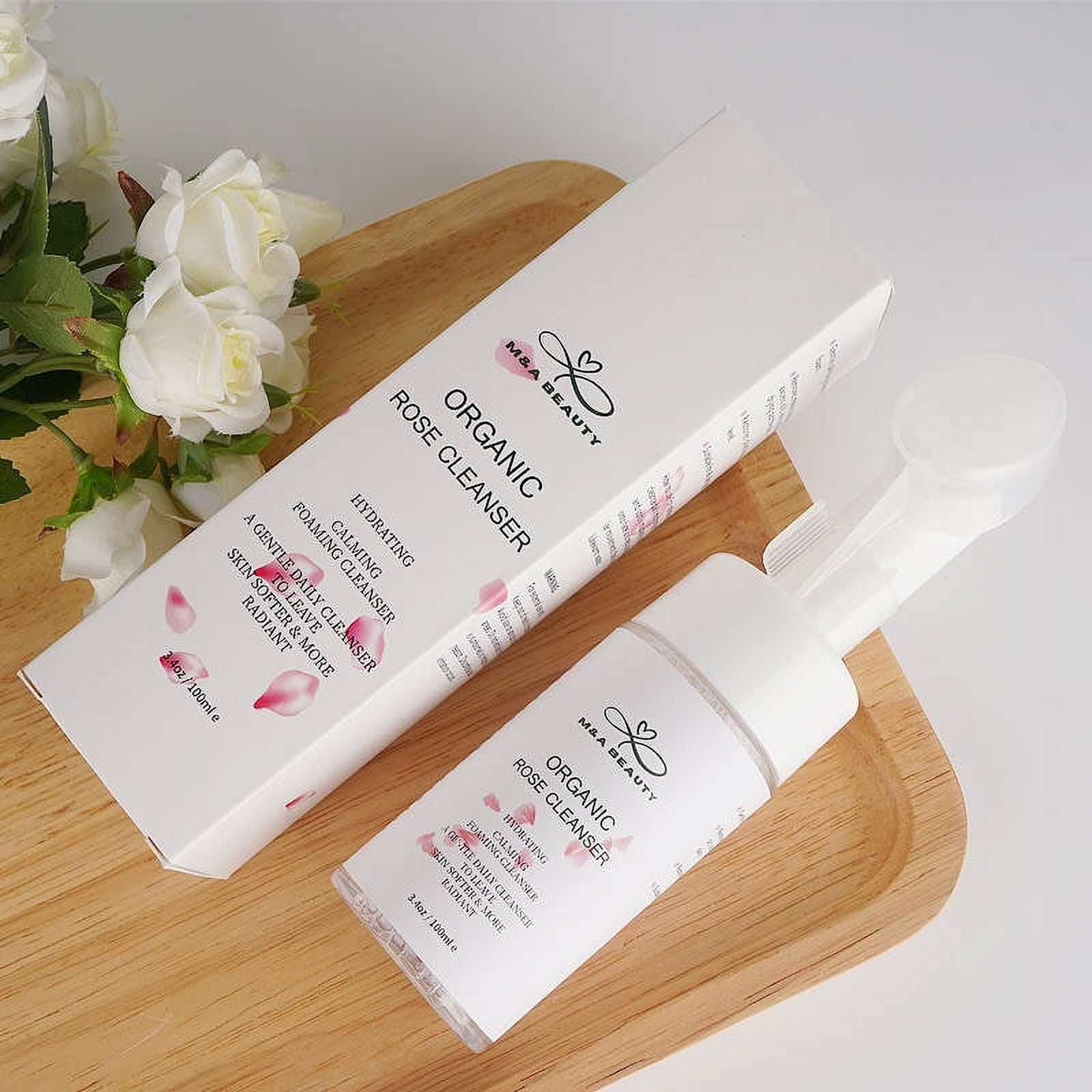 M&A Beauty Organic Rose Foam Cleanser- Face Wash & silicone scrub brush ...