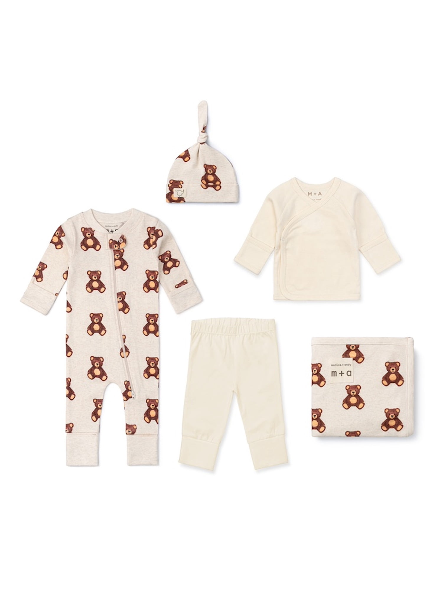 M+A by Monica + Andy Organic Cotton 5-Piece Gift Box Set, Sizes Newborn ...