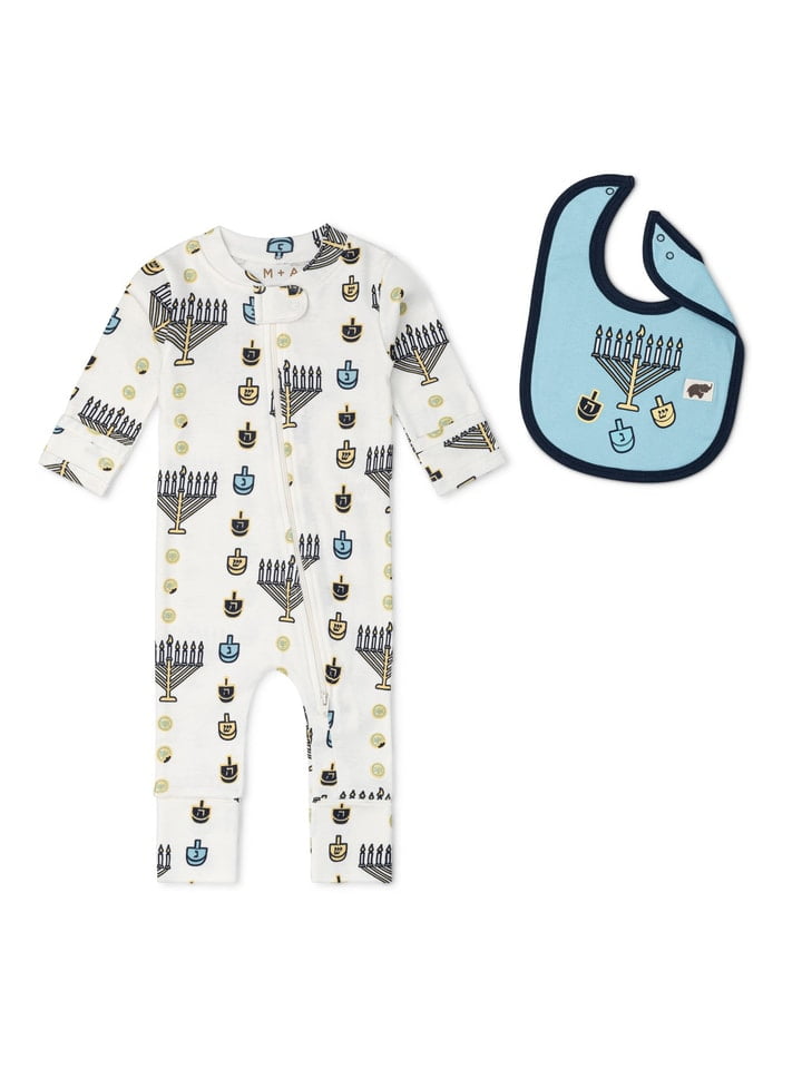 M+A by Monica + Andy Gender Neutral Baby Hanukkah Organic Cotton One ...