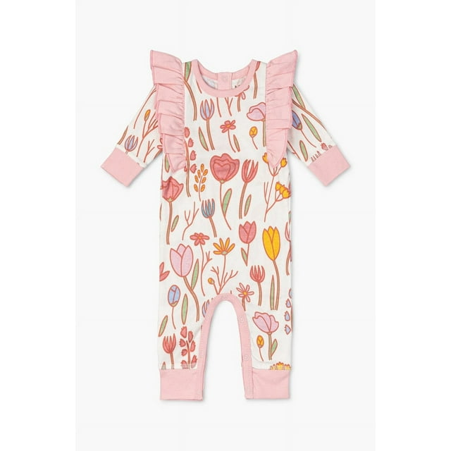 M+A by Monica + Andy Organic Cotton Long Sleeve Double Ruffle Romper ...