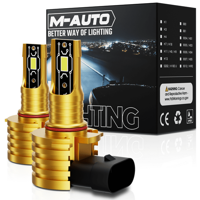 M-AUTO 1 Pair 12V/24V HIR2 9012 6500K LED Headlight Bulb High/Low Beam ...