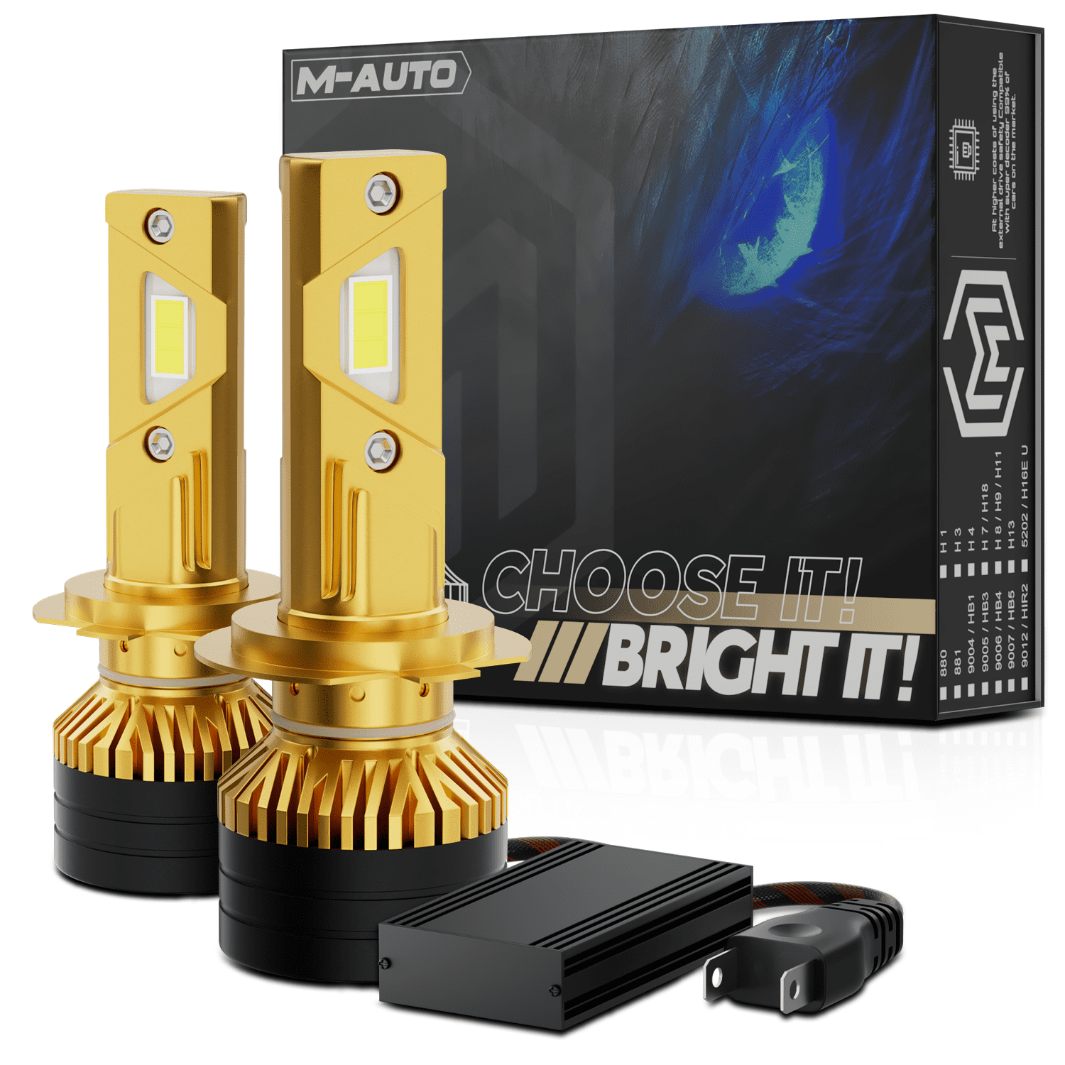 M-AUTO 1 Pair H7 6500K Headlight LED Bulb Kit High/Low Beam Fog ...