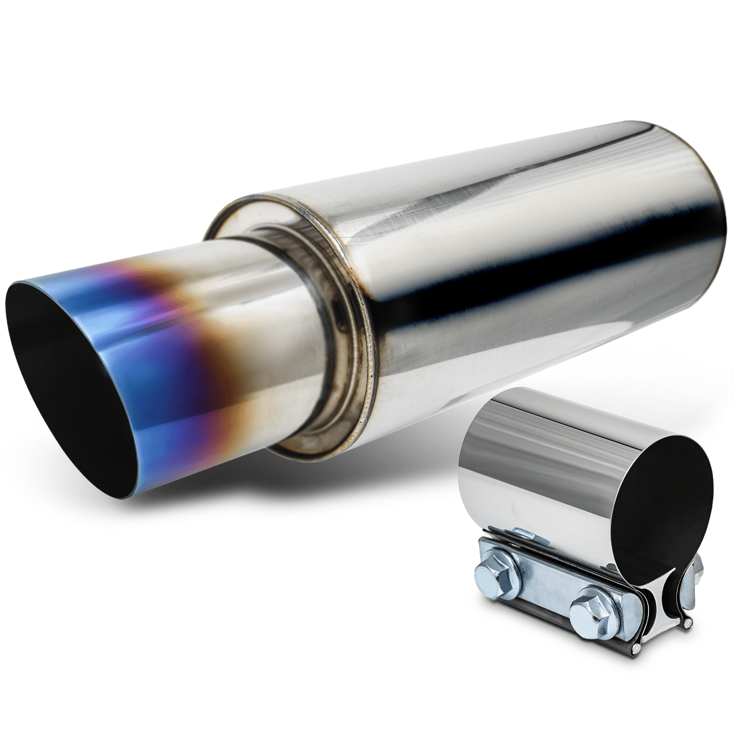 M-AUTO 2"Inlet 3"Outlet Diagonal Cut Round Straight-Through Stainless ...