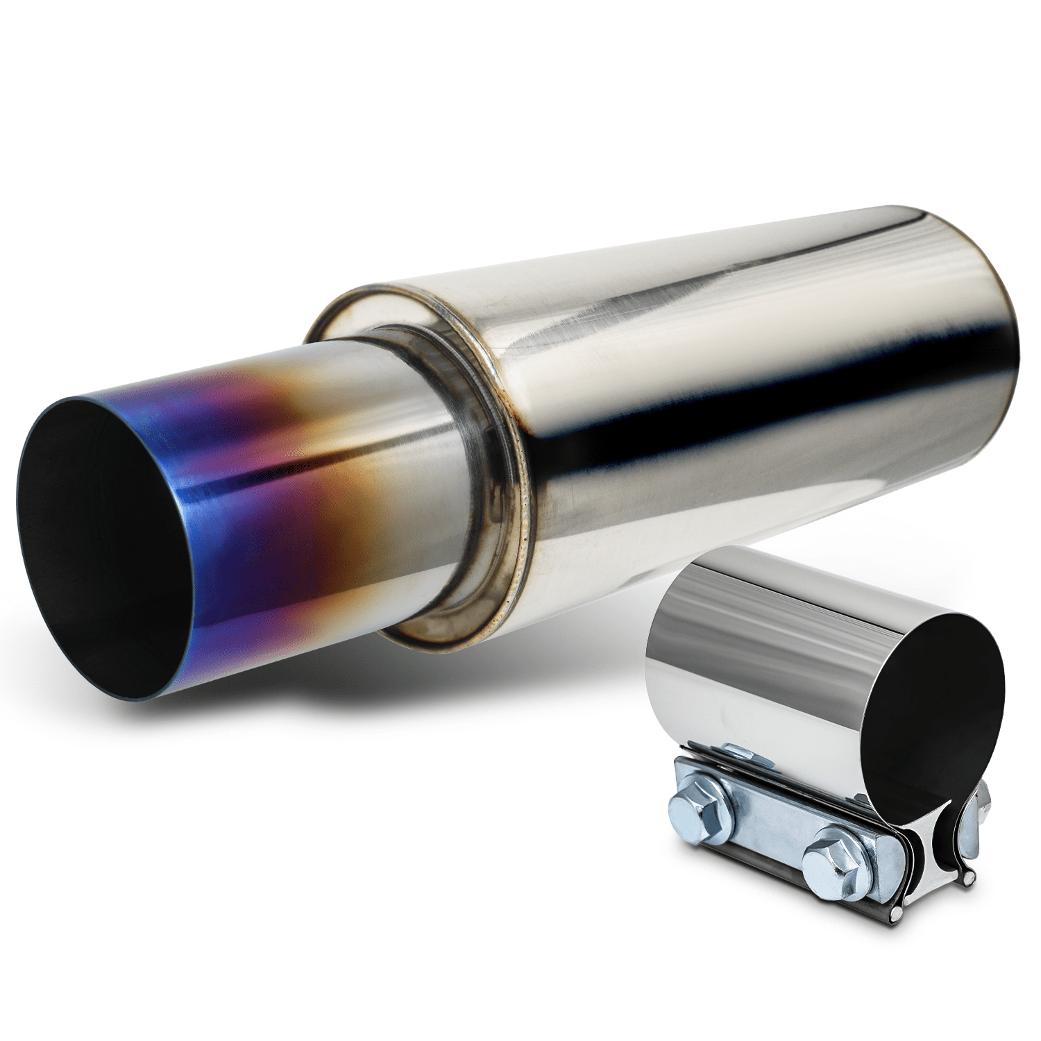 M-AUTO 2" Inlet 3" Outlet Stainless Steel Straight-Through Chrome ...